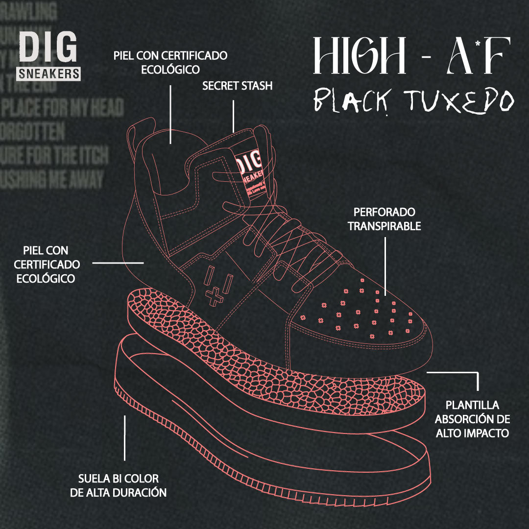 HIGH AF - BLACK TUXEDO – DIG Sneakers